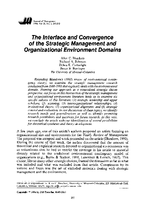 (PDF) The Interface and Convergence of the Strategic Management and ...