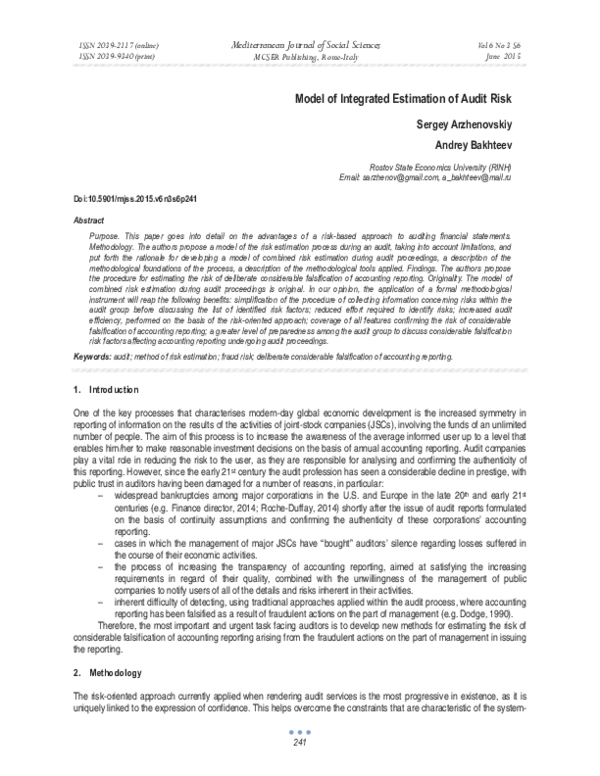 (PDF) Model of Integrated Estimation of Audit Risk