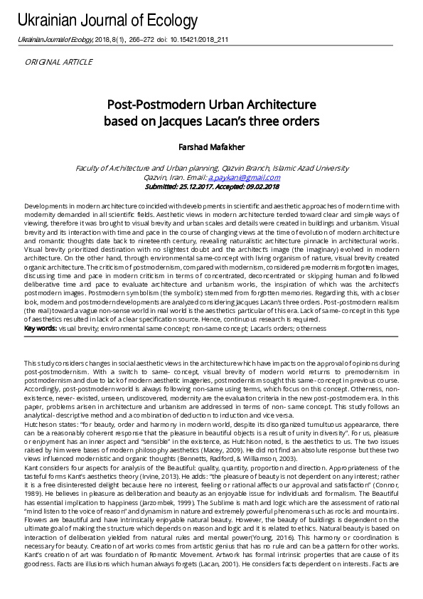 (PDF) Post-Postmodern Urban Architecture based on Jacques Lacan’s three ...