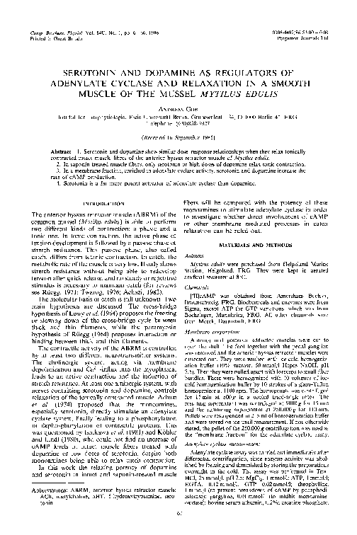 (PDF) Serotonin and dopamine as regulators of adenylate cyclase and ...