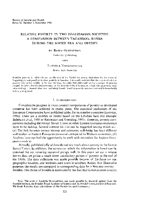 (PDF) Relative Poverty in Two Egalitarian Societies: A Comparison ...