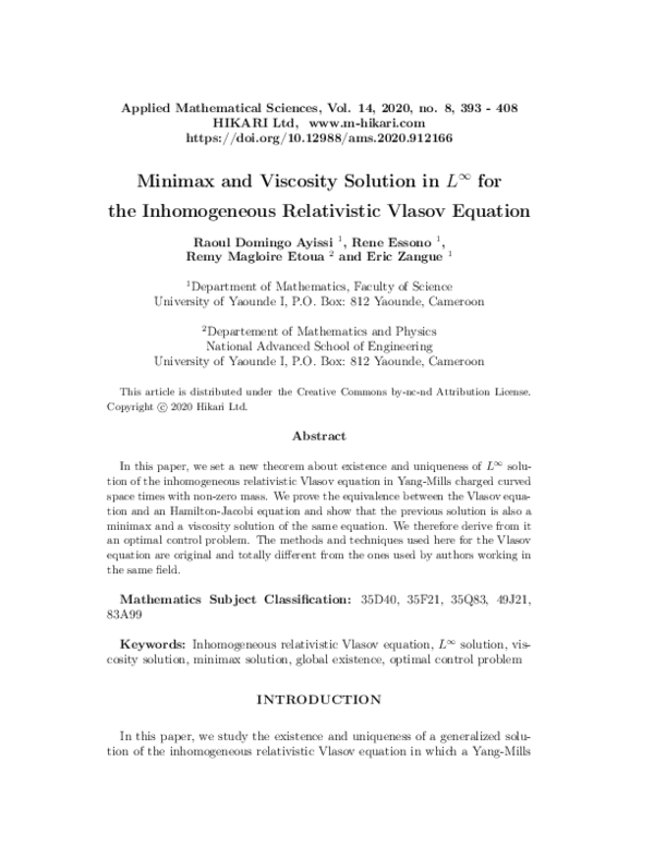 (PDF) Minimax and viscosity solution in L∞ for the inhomogeneous ...