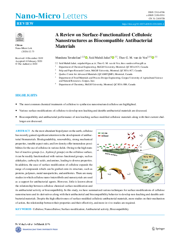 (PDF) A Review on Surface-Functionalized Cellulosic Nanostructures as ...