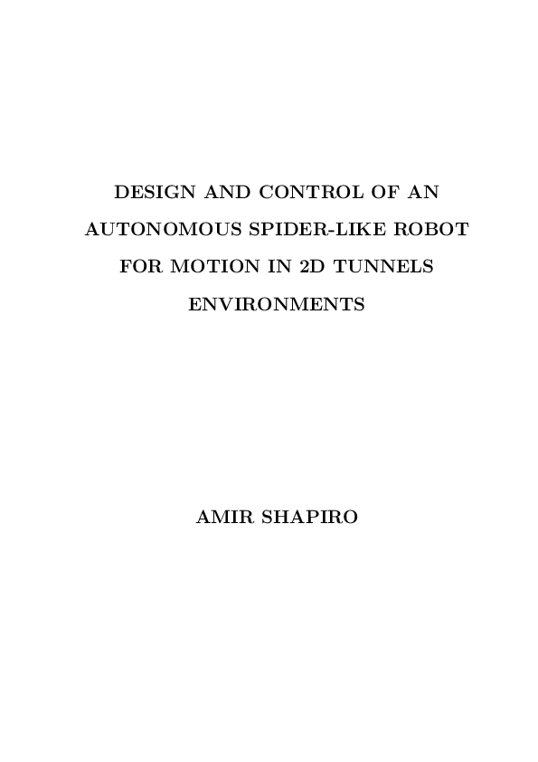 (PDF) Design and control of an autonomous spider-like robot for motion ...