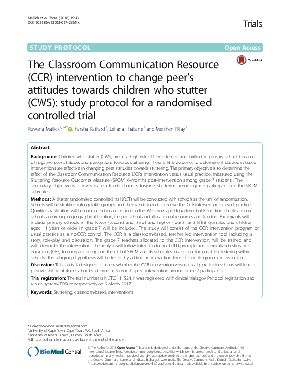 (PDF) The Classroom Communication Resource (CCR) intervention to change ...
