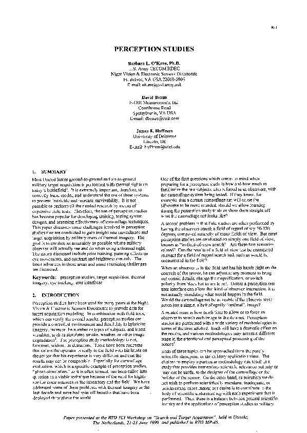(PDF) Perception studies