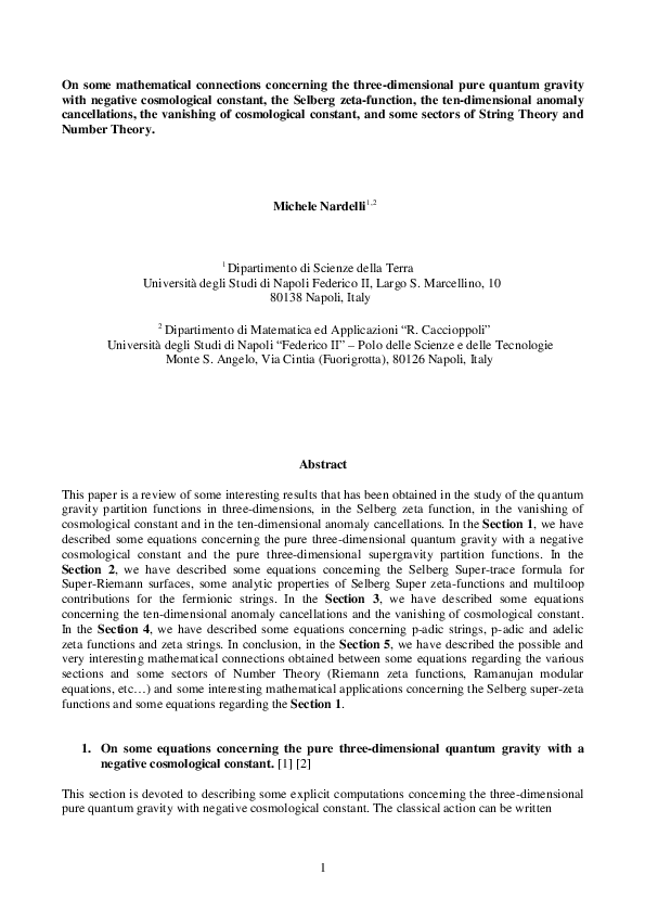 (PDF) On some mathematical connections concerning the three-dimensional ...