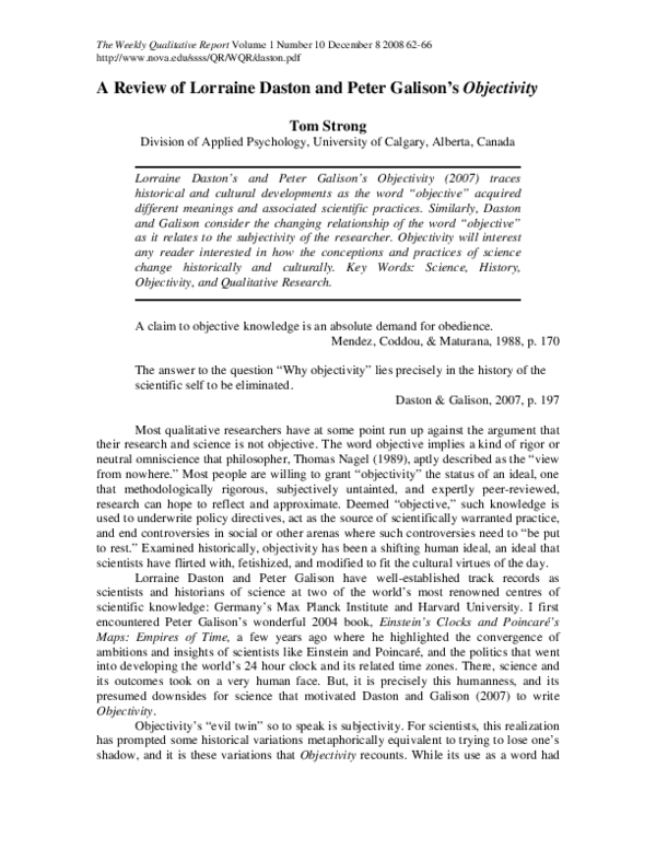 (PDF) A review of Lorraine Daston and Peter Galison's Objectivity