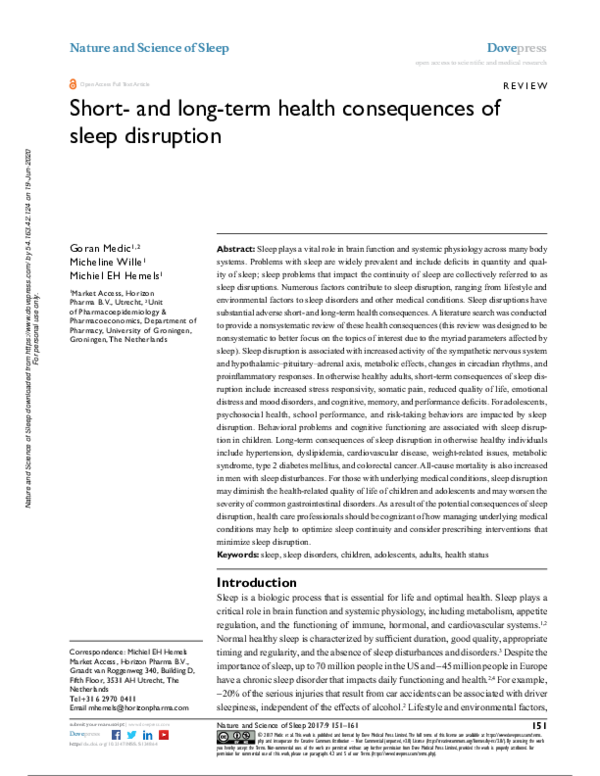 (PDF) Short- and long-term health consequences of sleep disruption