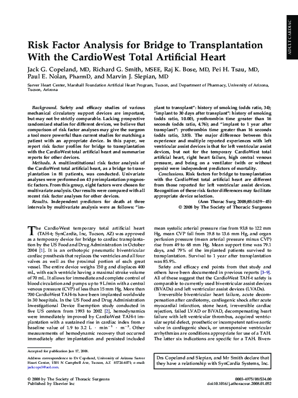 (PDF) Risk Factor Analysis for Bridge to Transplantation With the ...