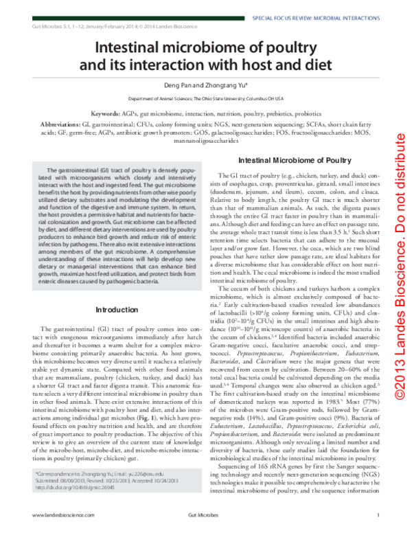 (PDF) Intestinal microbiome of poultry and its interaction with host ...