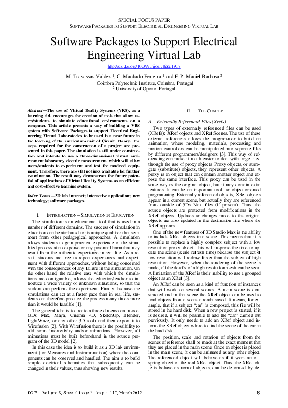 (PDF) Software Packages to Support Electrical Engineering Virtual Lab