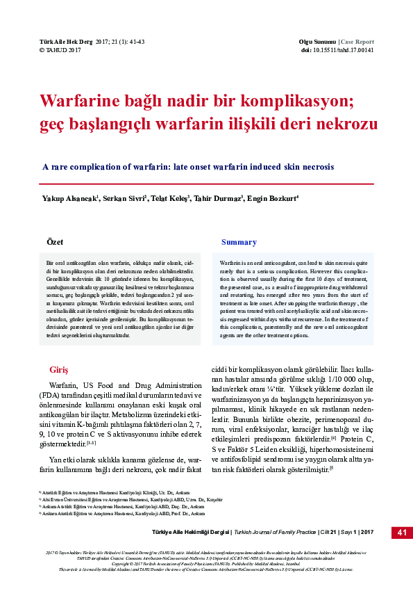 A Rare Complication Of Warfarin Late Onset Warfarin Induced Skin Necrosis