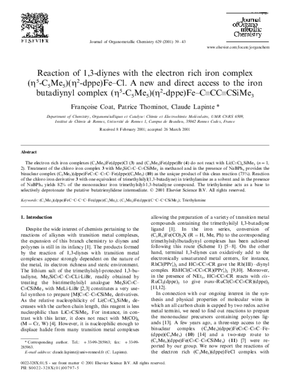 (PDF) Reaction of 1,3-diynes with the electron rich iron complex (η5 ...