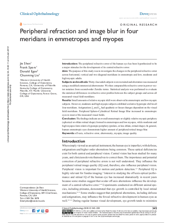 (PDF) Peripheral refraction and image blur in four meridians in ...