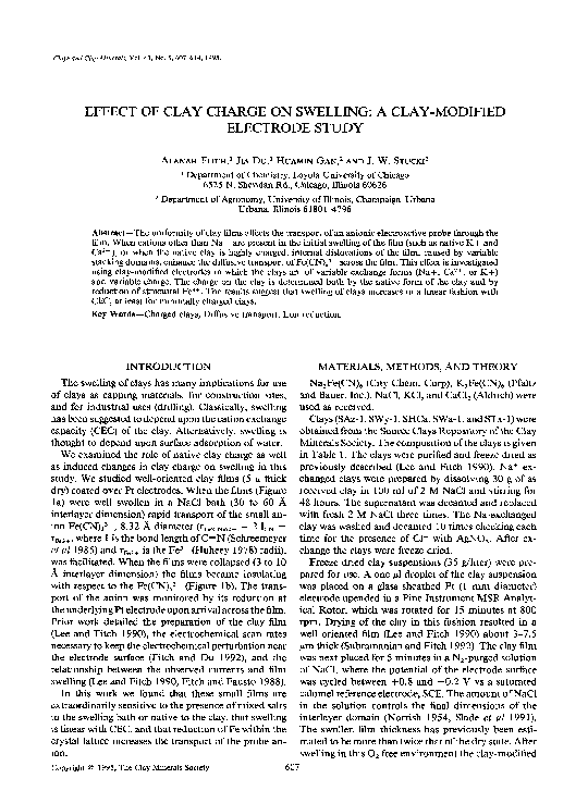 (PDF) Effect of Clay Charge on Swelling: A Clay-Modified Electrode Study