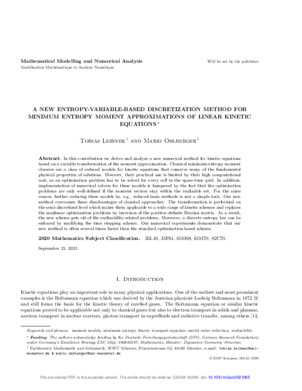 (PDF) A new entropy-variable-based discretization method for minimum entropy moment ...