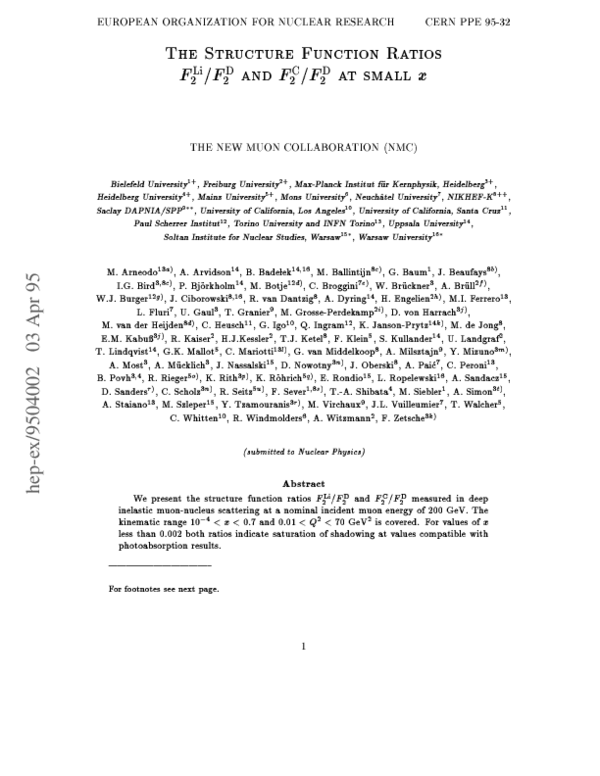 (PDF) The structure function ratios F2C/F2D and F2C/F2D at small x | J. Oberski - Academia.edu