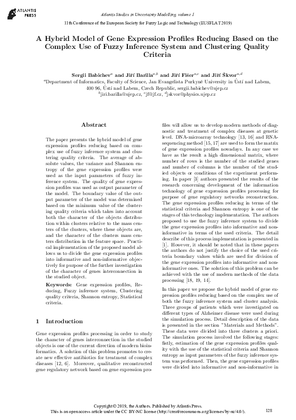 (PDF) A Hybrid Model of Gene Expression Profiles Reducing Based on the ...