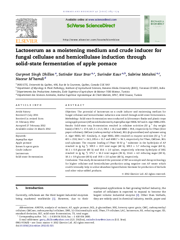 (PDF) Lactoserum in Fungal Cellulase Induction