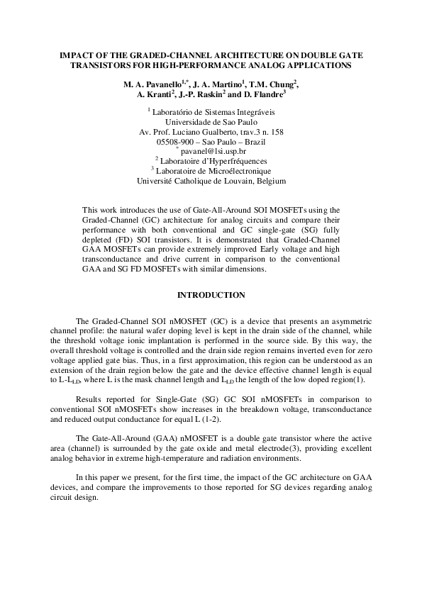 (PDF) Impact of the graded-channel architecture on double gate transistors for high-performance ...