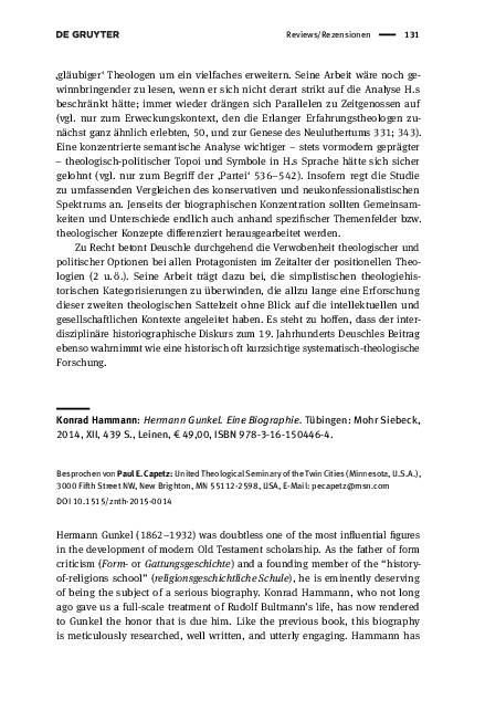 (PDF) Konrad Hammann: Hermann Gunkel. Eine Biographie