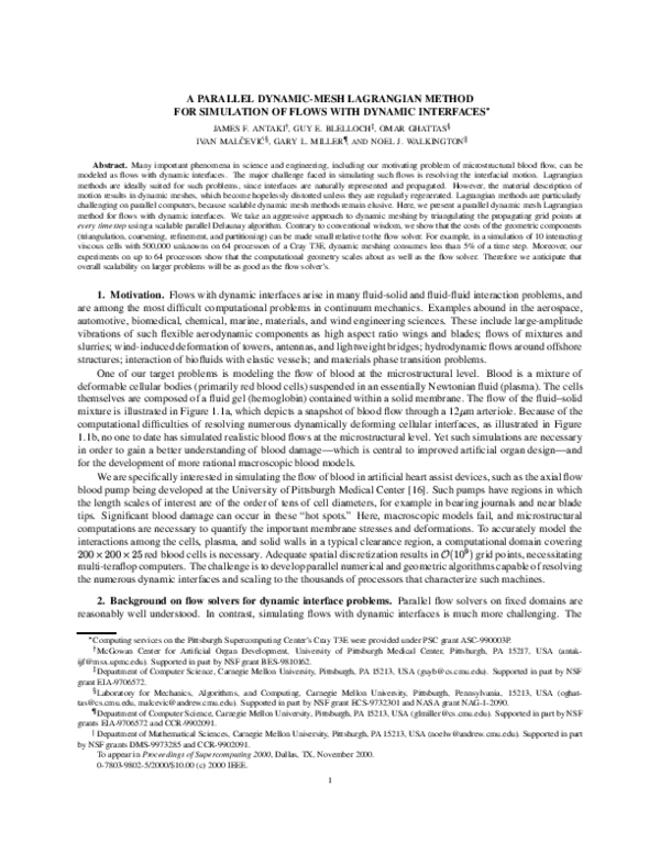 Pdf A Parallel Dynamic Mesh Lagrangian Method For Simulation Of Flows With Dynamic Interfaces