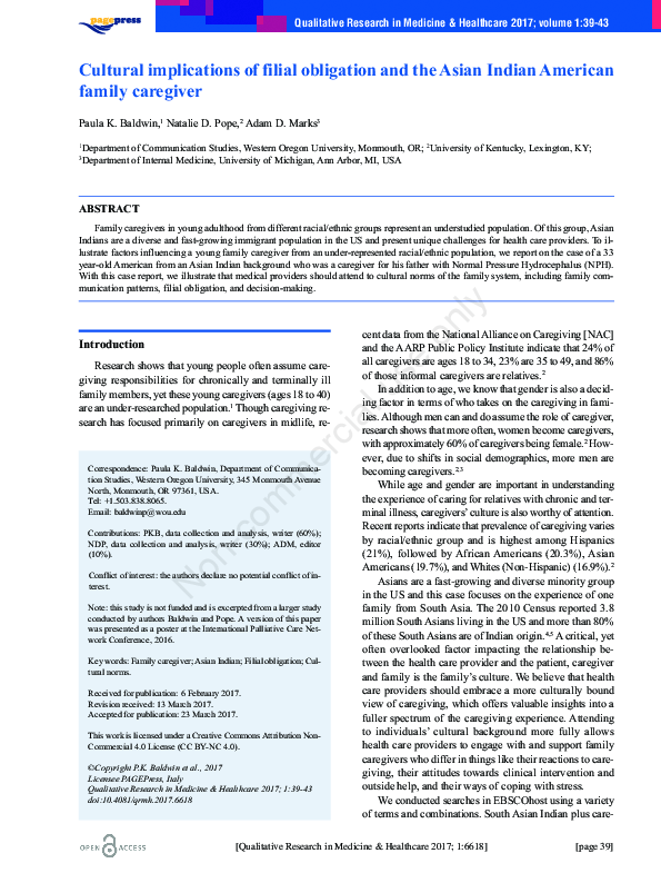 (PDF) Cultural implications of filial obligation and the Asian Indian ...