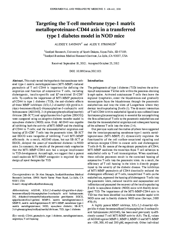 (PDF) Targeting the T‑cell membrane type-1 matrix metalloproteinase ...