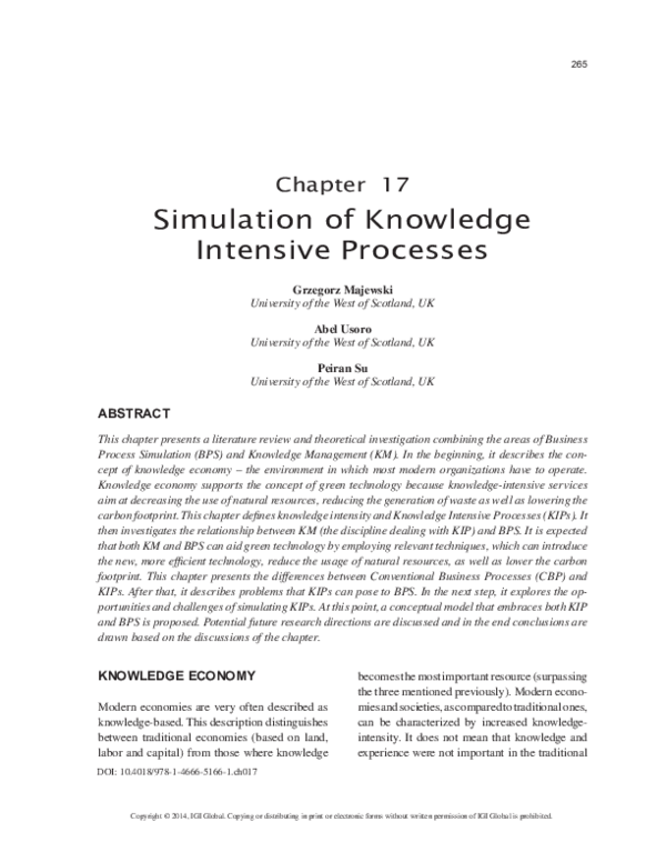 (PDF) Simulation of Knowledge Intensive Processes | Abel Usoro - Academia.edu