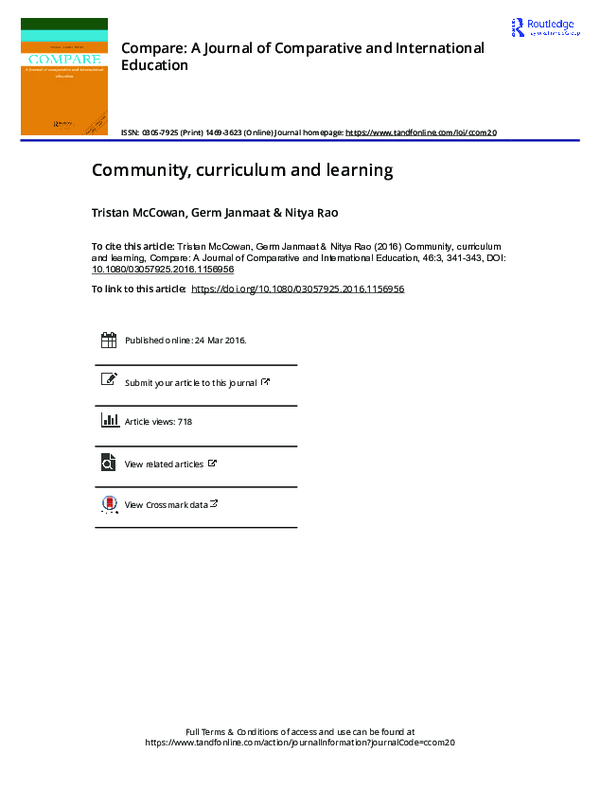 (PDF) Community, curriculum and learning