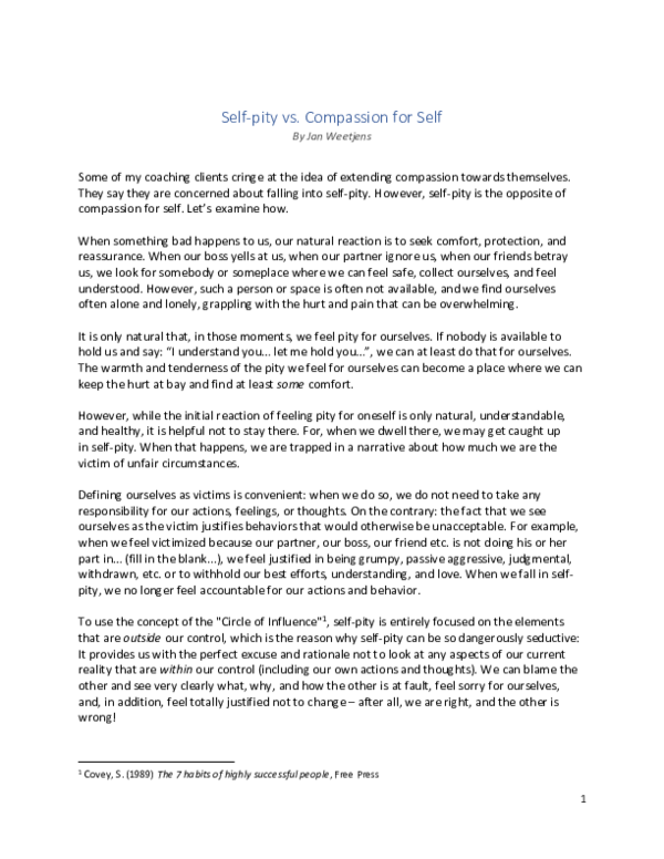 (PDF) Self-pity vs. Compassion for Self