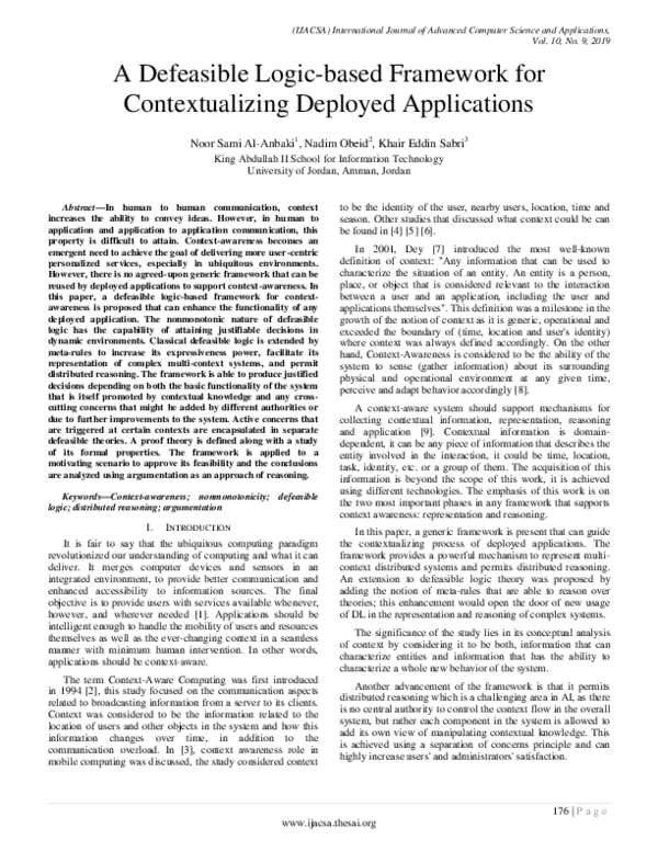 Pdf A Defeasible Logic Based Framework For Contextualizing Deployed Applications