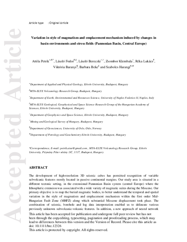 (PDF) Variation in style of magmatism and emplacement mechanism induced ...
