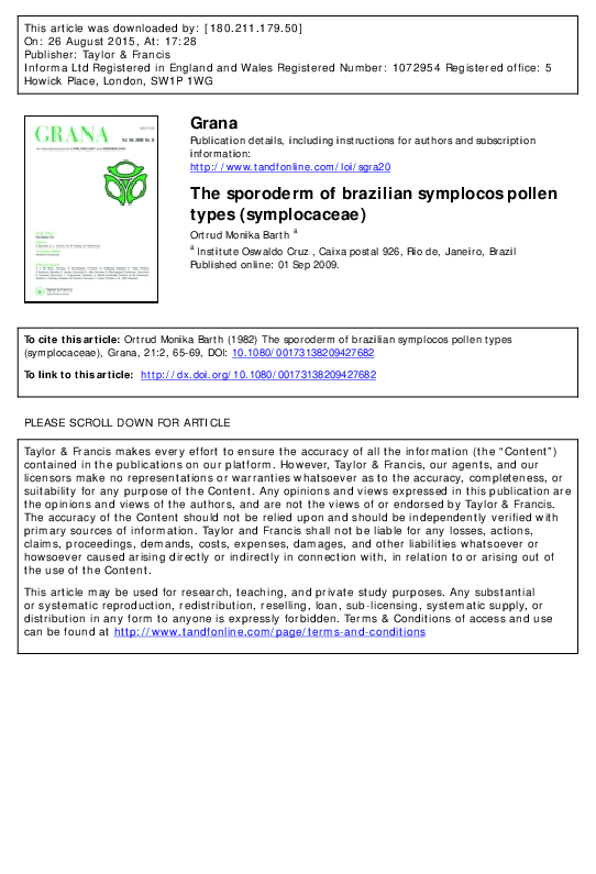 (PDF) The sporoderm of brazilian symplocos pollen types (symplocaceae)