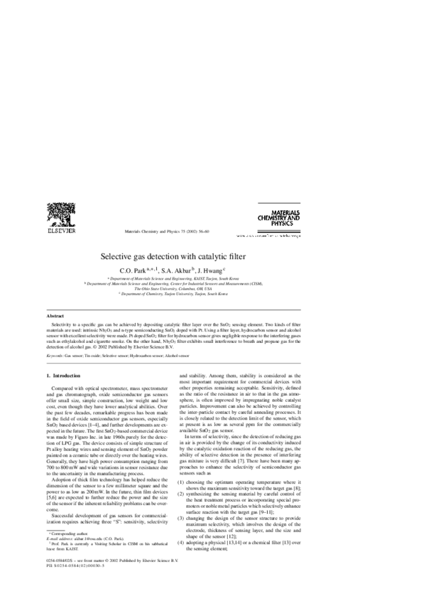 (PDF) Selective gas detection with catalytic filter