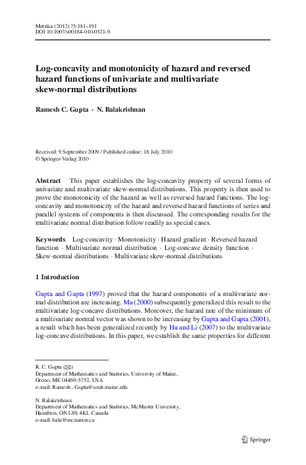 (PDF) Log-concavity and monotonicity of hazard and reversed hazard ...
