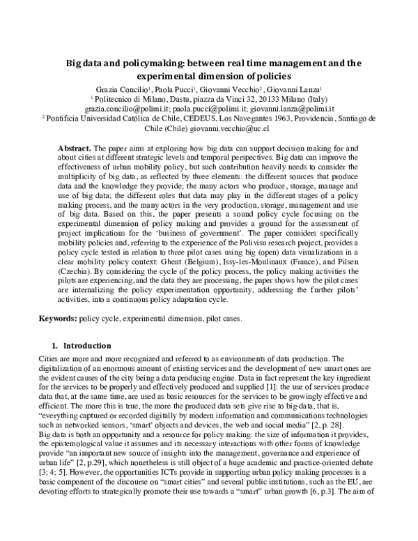 (PDF) Big Data and Policy Making: Between Real Time Management and the ...