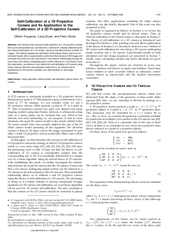(PDF) Self-calibration of a 1D projective camera and its application to the self-calibration of ...
