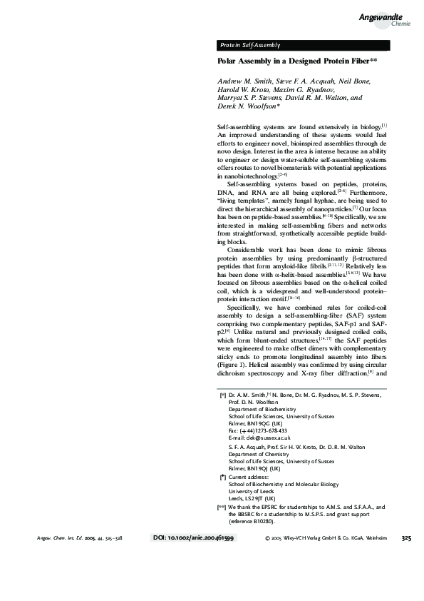 (PDF) Polar Assembly in a Designed Protein Fiber