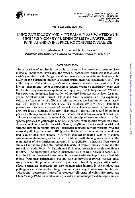 (PDF) Lung pathology and mineralogy associated with high pulmonary ...