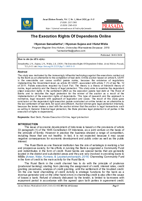 (PDF) The Execution Rights Of Dependents Online