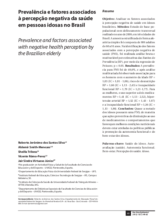 (PDF) [Prevalence and factors associated with negative health ...