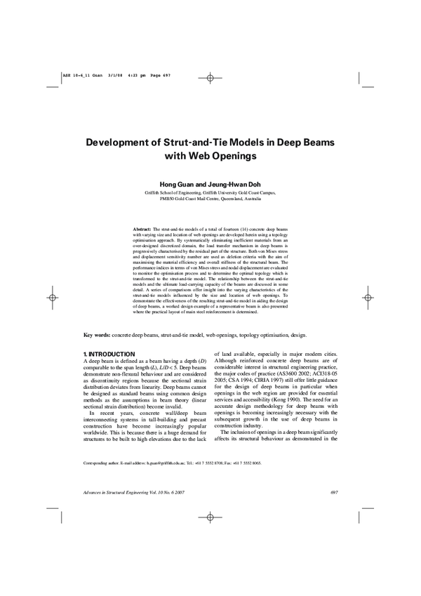 (PDF) Development of Strut-and-Tie Models in Deep Beams with Web Openings