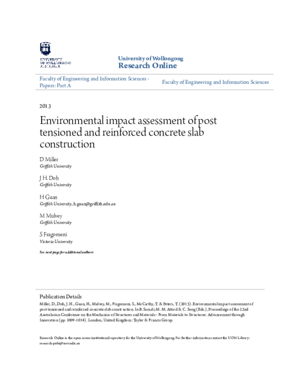 (PDF) Environmental impact assessment of post tensioned and reinforced ...