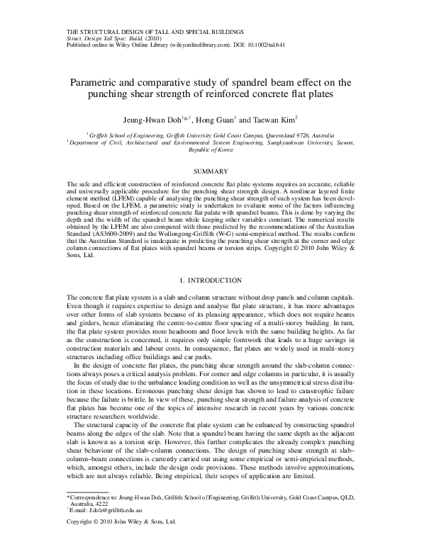 (PDF) Parametric and comparative study of spandrel beam effect on the ...
