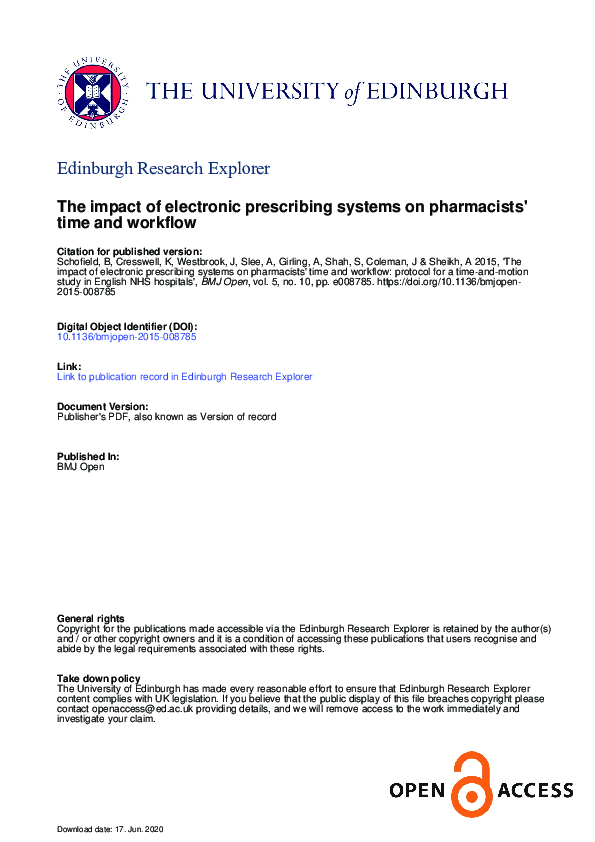 (PDF) The impact of electronic prescribing systems on pharmacists' time ...