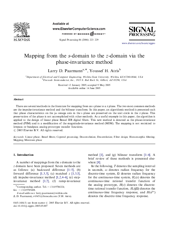 (PDF) Mapping from the s-domain to the z-domain via the phase ...