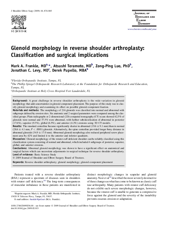 (PDF) Glenoid morphology in reverse shoulder arthroplasty ...