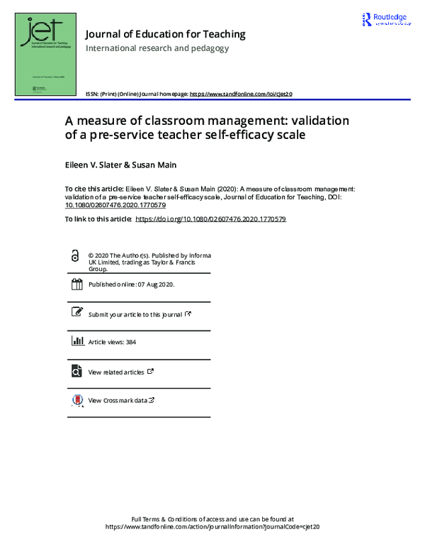 (PDF) A measure of classroom management: validation of a pre-service ...